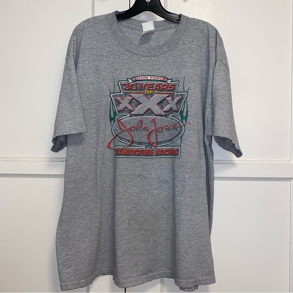 John Force Xl 30 Years Of Hardcore Racing Gray Tee - Gem